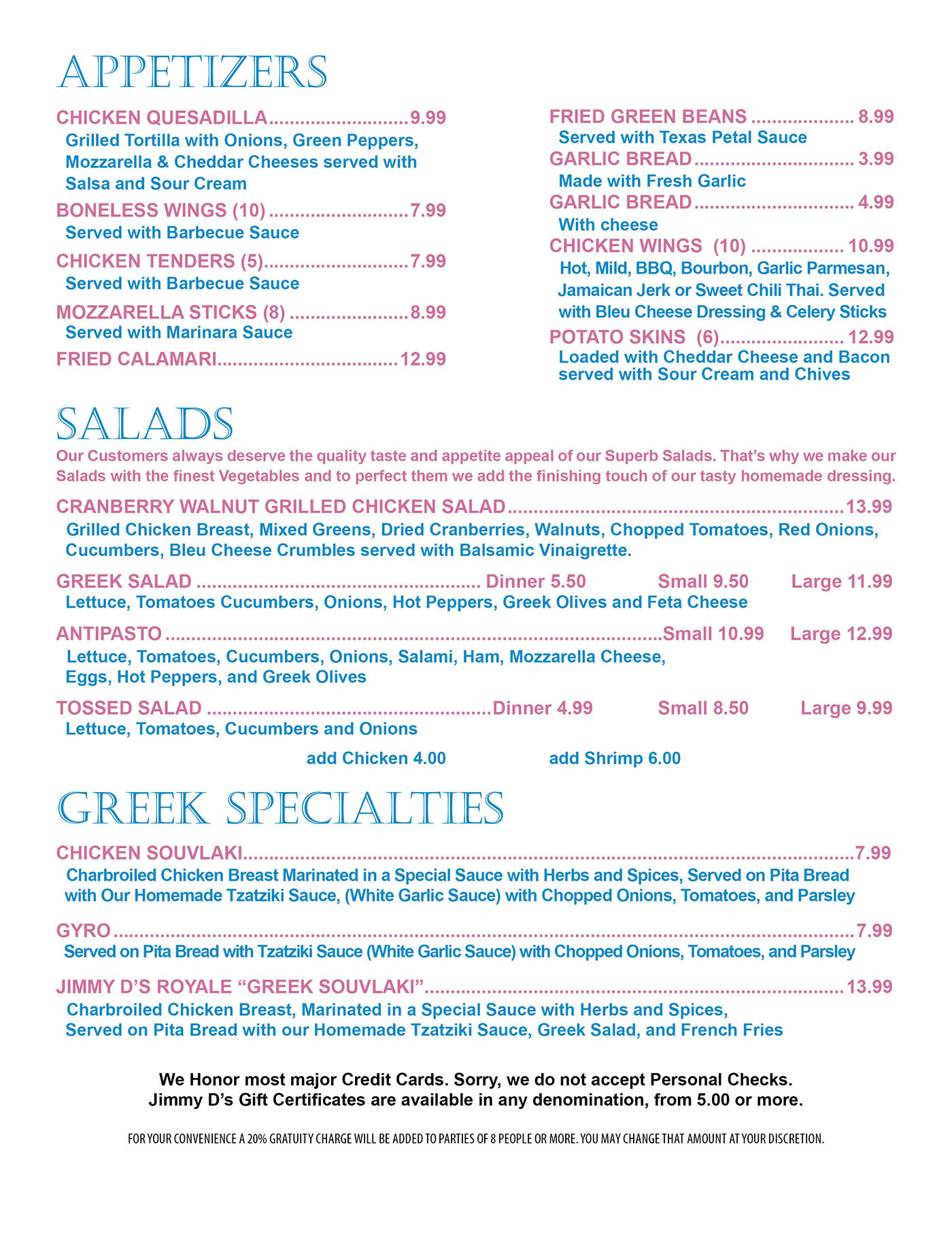 Menu – Jimmy D's Pizza Royal & Restaurant