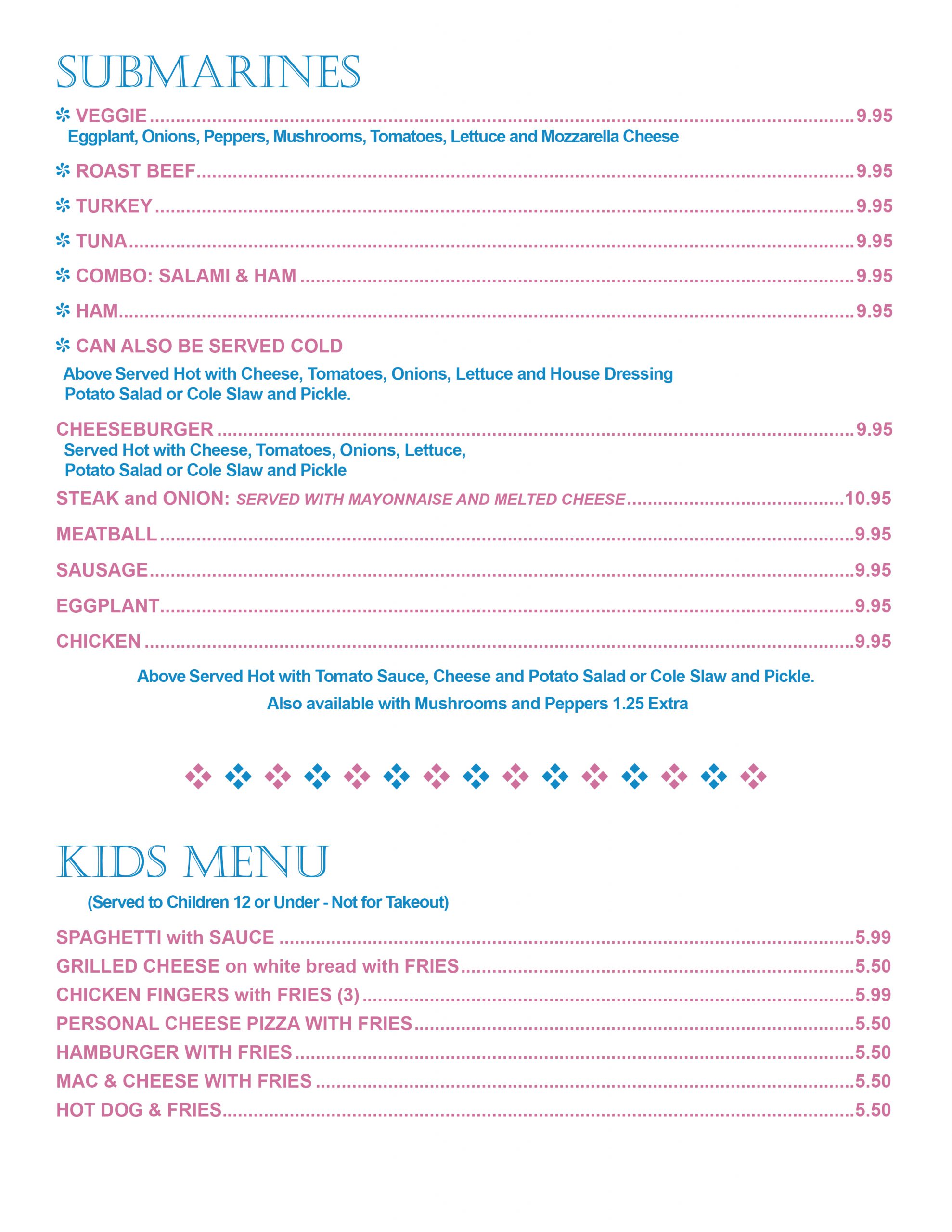 Menu – Jimmy D's Pizza Royal & Restaurant