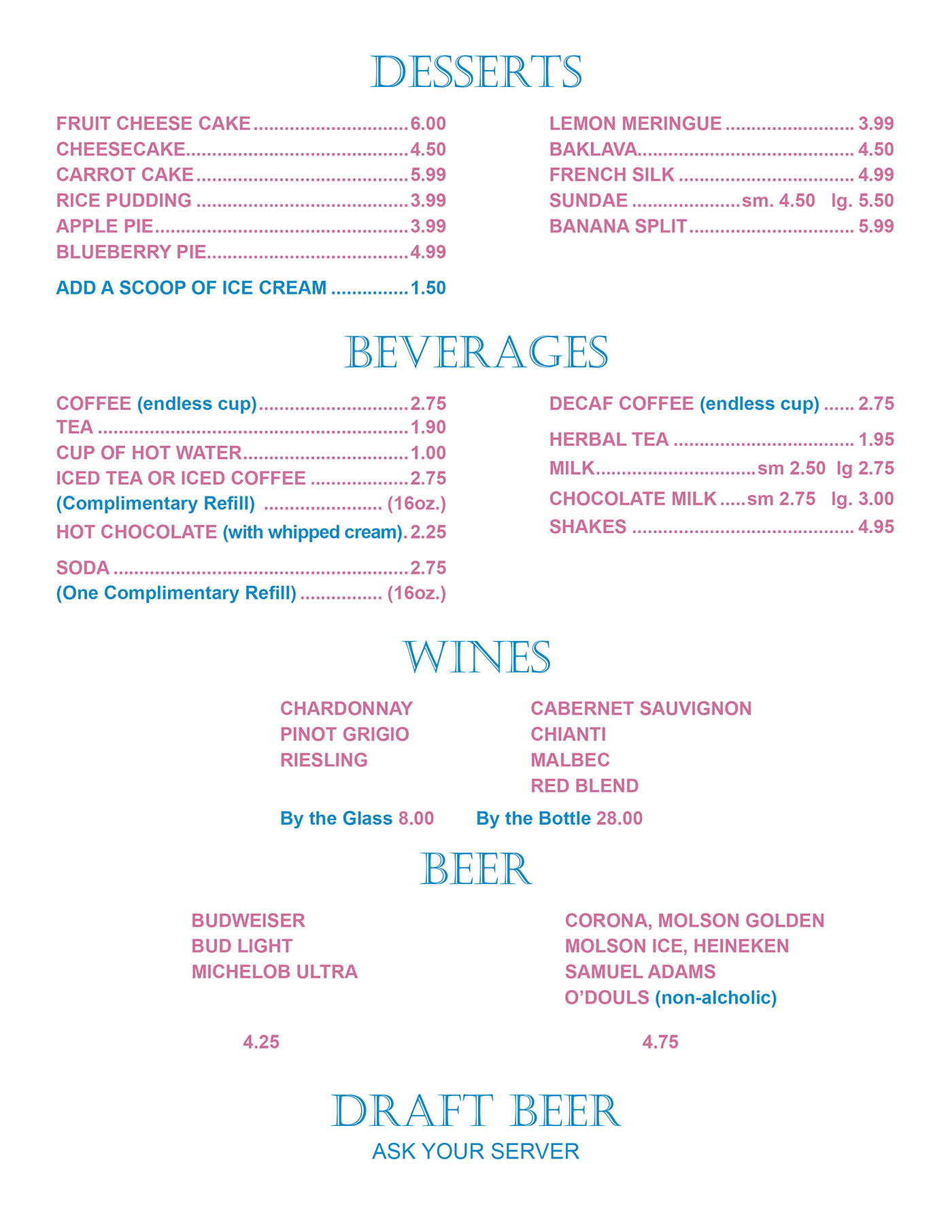 Menu – Jimmy D's Pizza Royal & Restaurant