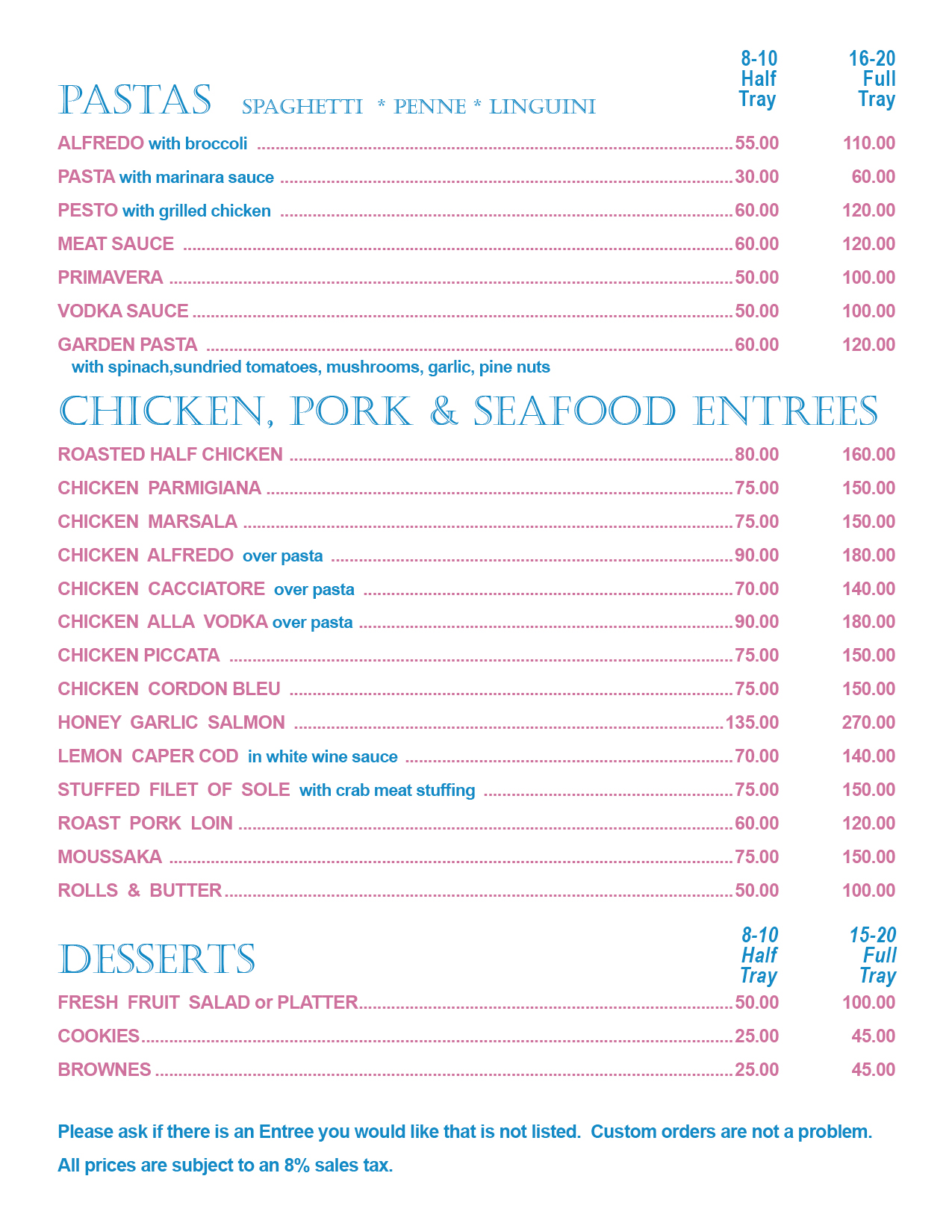Catering – Jimmy D's Pizza Royal & Restaurant