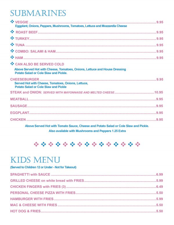 Menu – Jimmy D's Pizza Royal & Restaurant