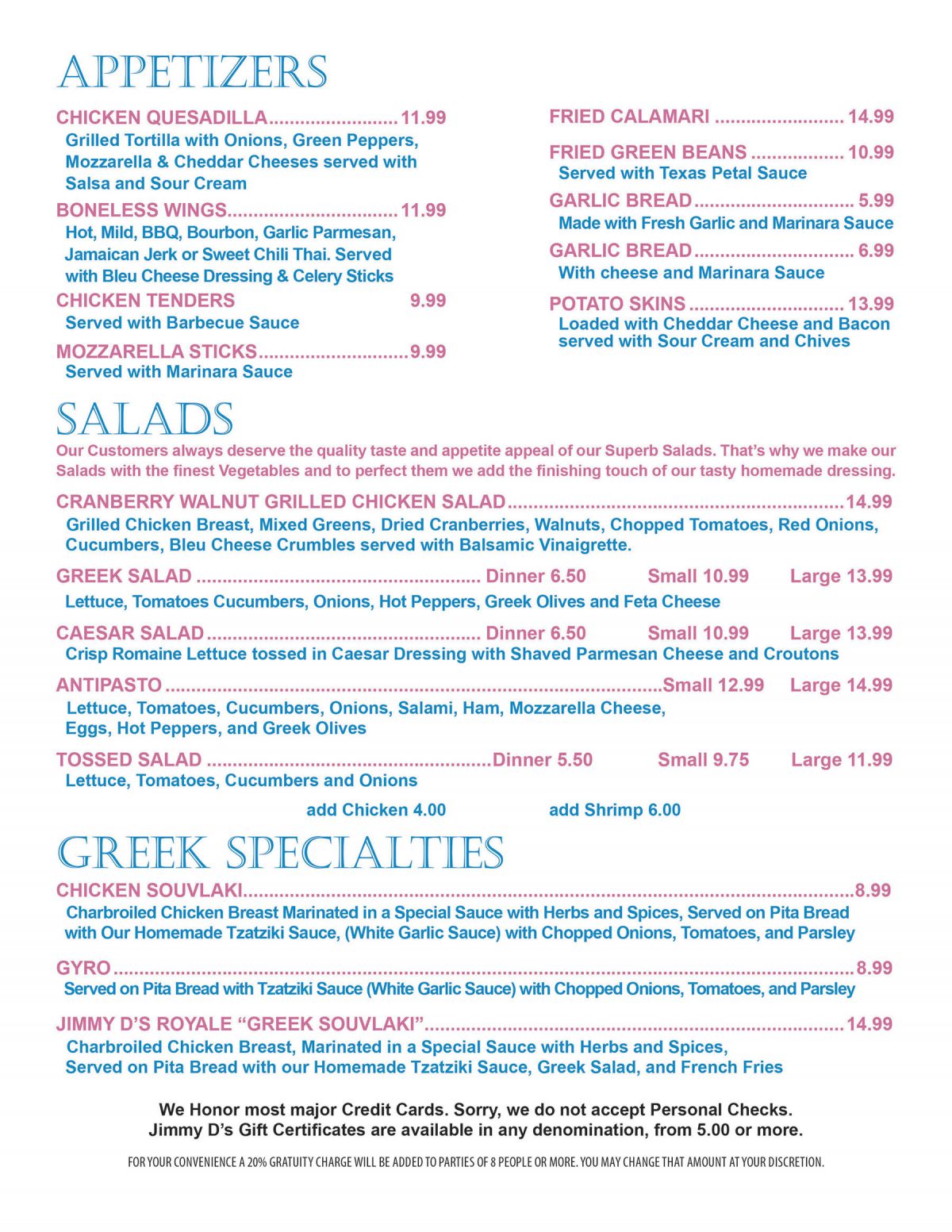 Menu – Jimmy D's Pizza Royal & Restaurant