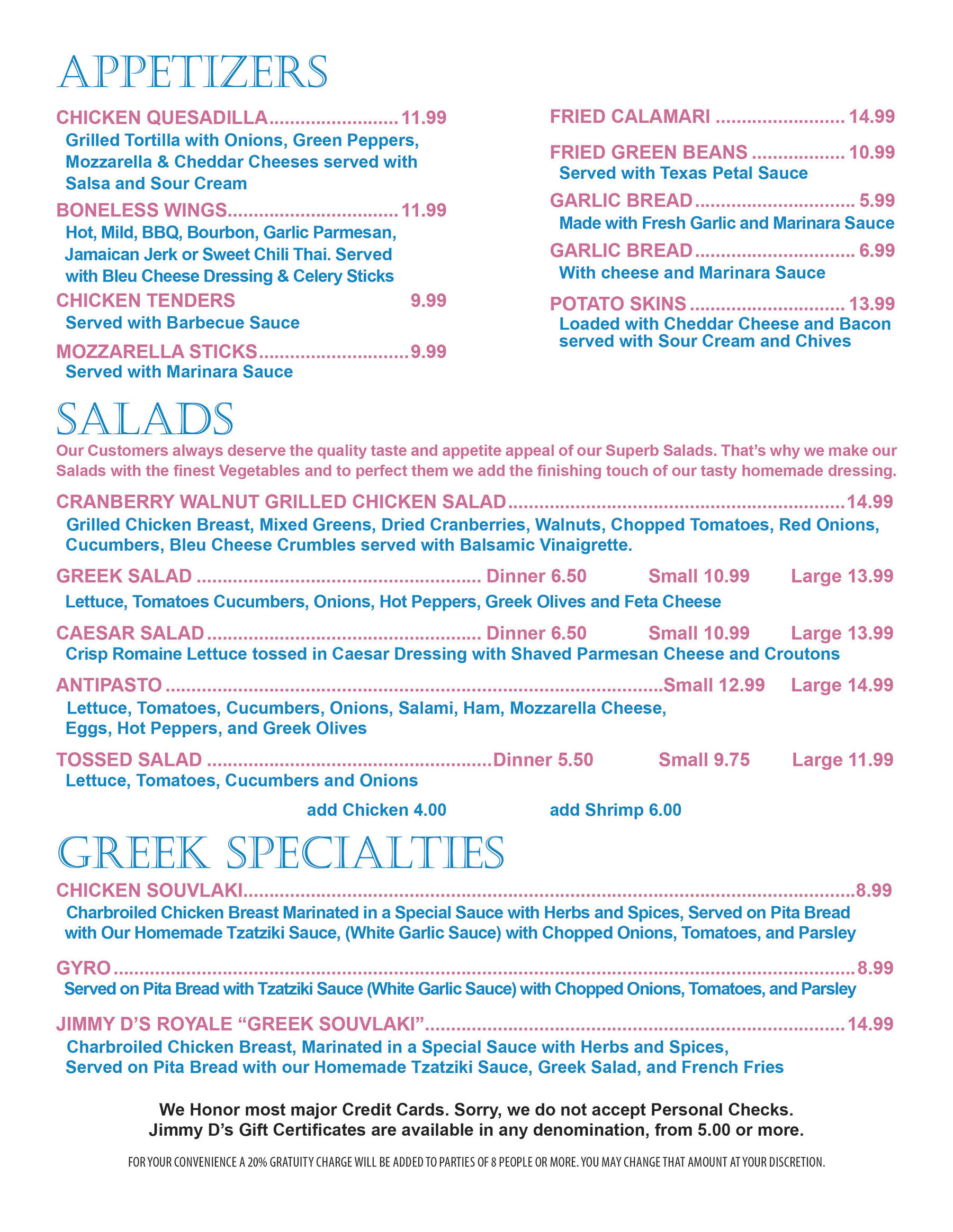 Menu – Jimmy D's Pizza Royal & Restaurant