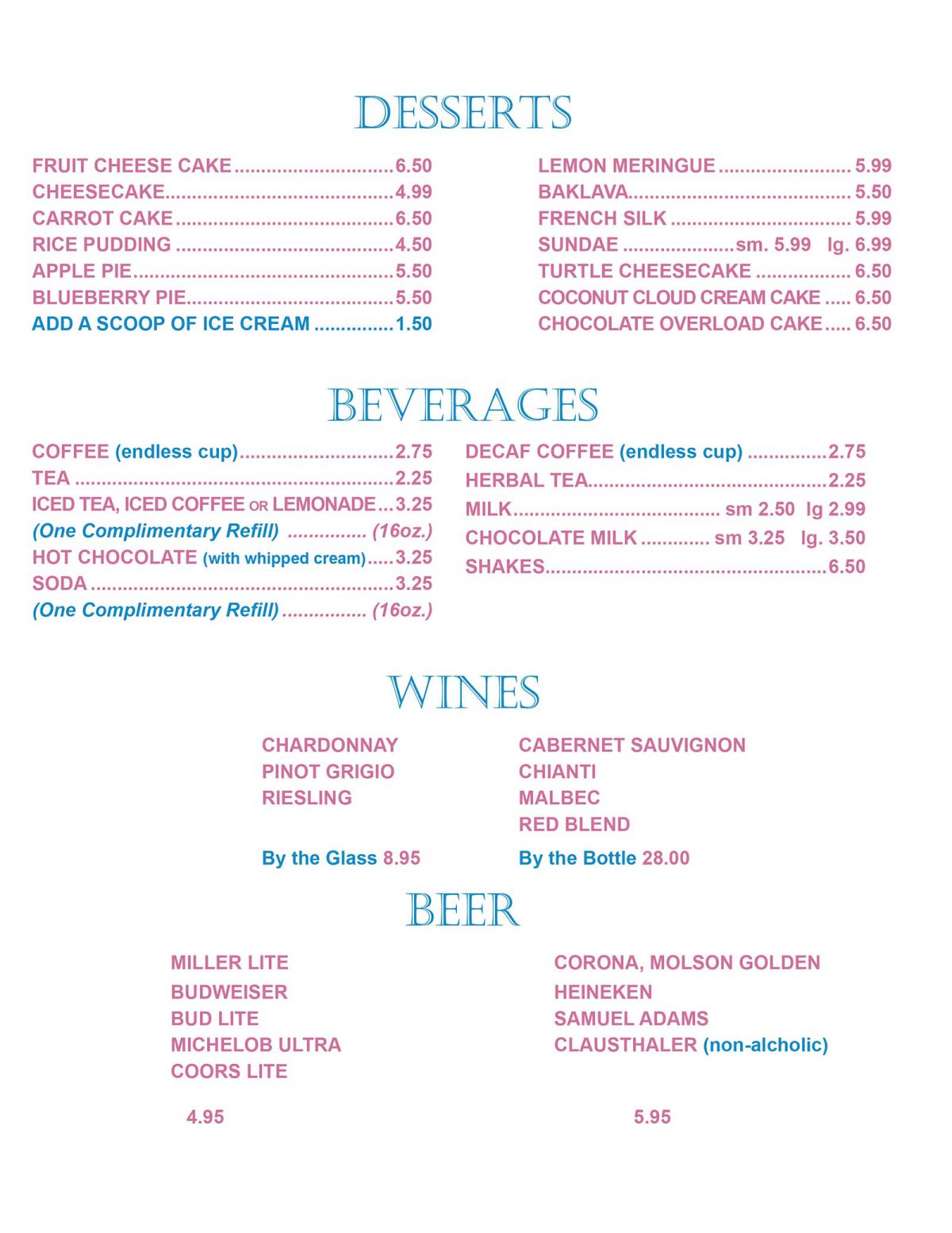 Menu – Jimmy D's Pizza Royal & Restaurant